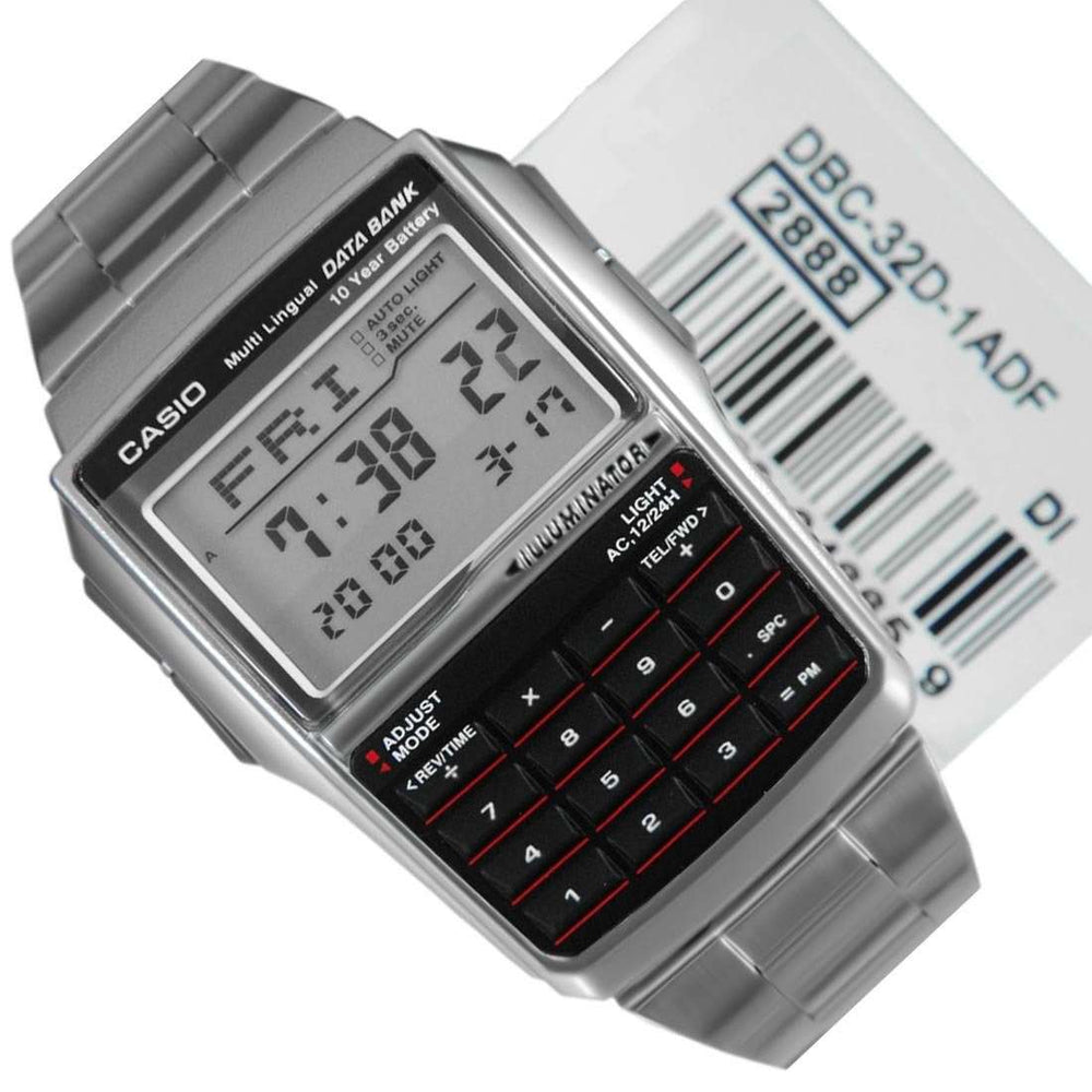 Casio DBC-32D-1A Silver Stainless Calculator Watch for Men