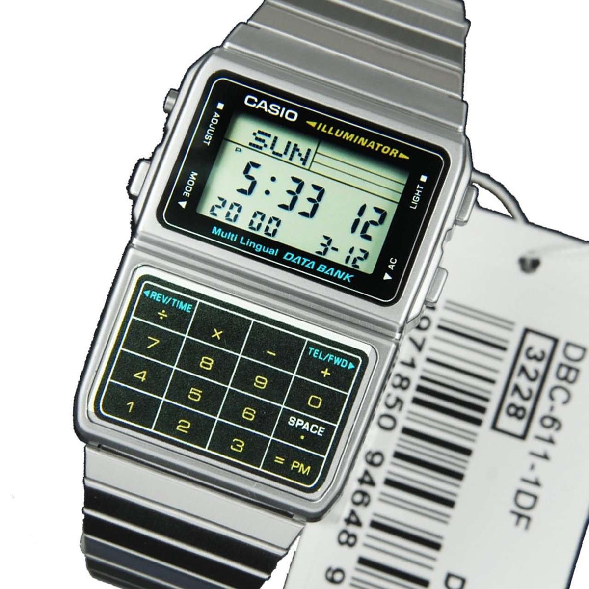 Casio DBC-611-1D Silver Stainless Calculator Watch for Men