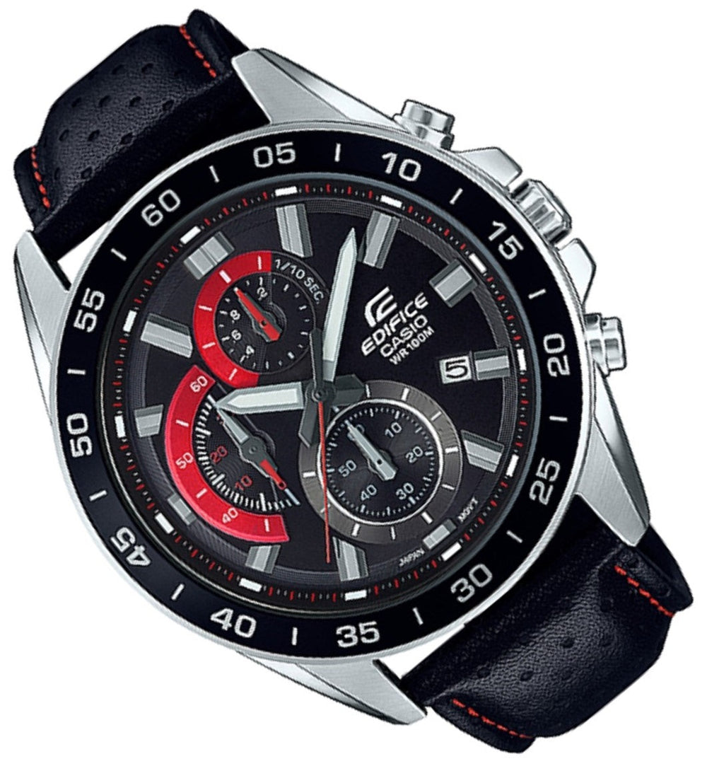 Casio Edifice EFV-550L-1A Chronograph Leather Strap Watch For Men