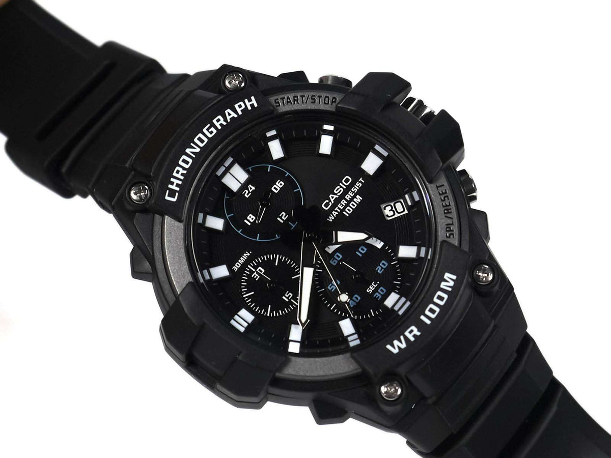 Casio MCW-110H-1AVDF Analog Chronograph Black Resin Strap