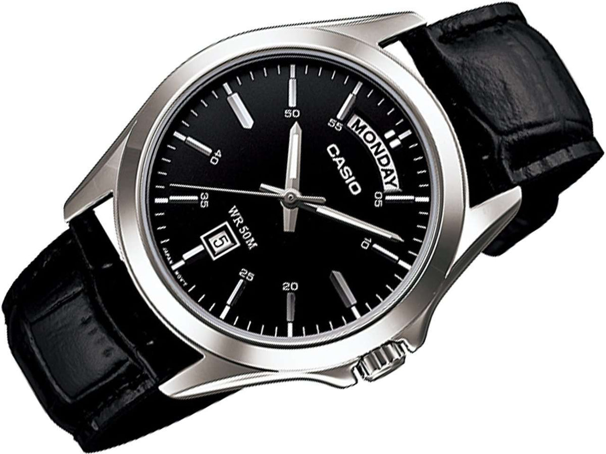 Casio MTP-1370L-1A Black Leather Strap Watch for Men | Watch