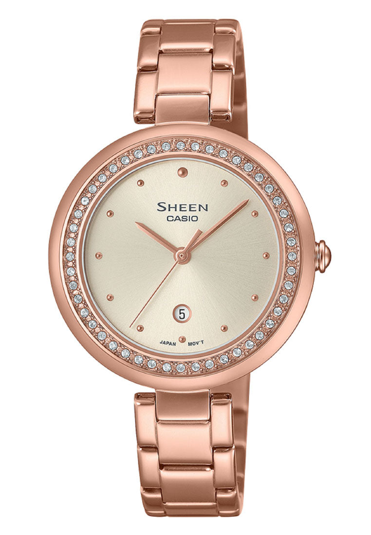 Casio Sheen SHE-4556PG-7A Analog Stainless Steel Metal Watch For Women