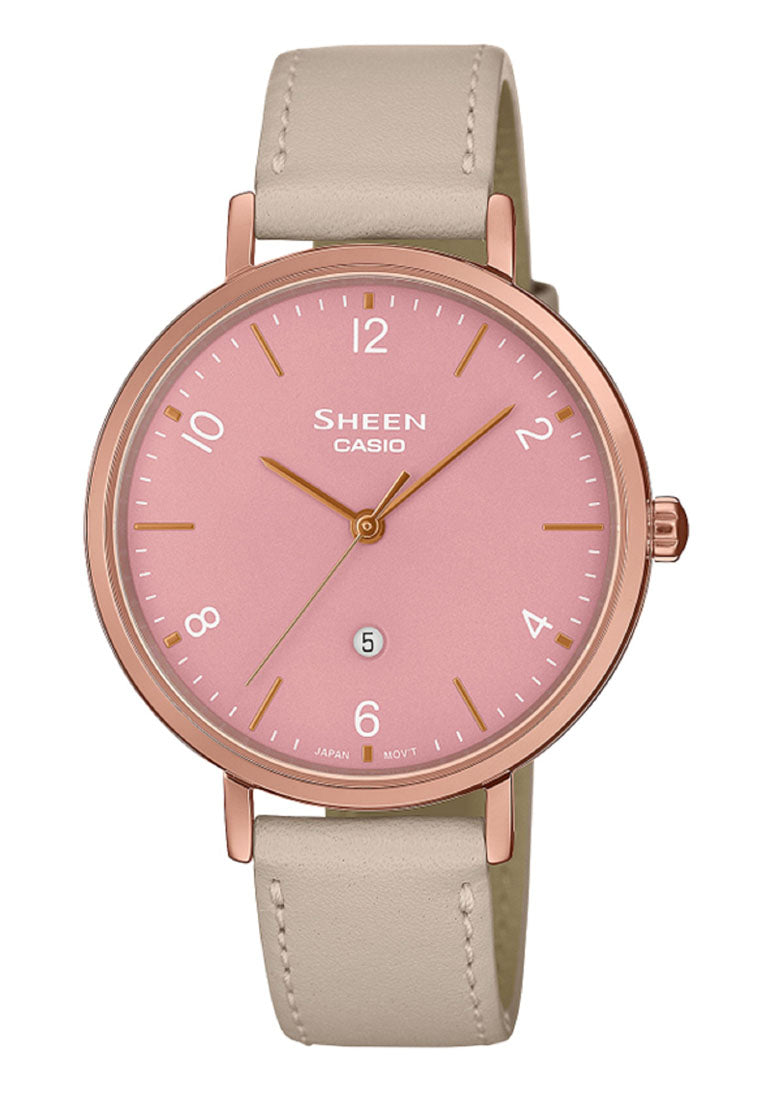 Casio Sheen SHE-4562PGL-4A Analog Leather Watch for Women