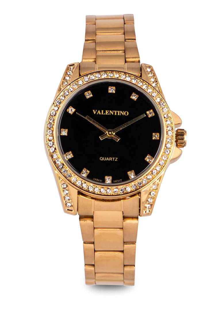 Valentino 20122289-BLACK DIAL Gold Stainless Steel Watch for